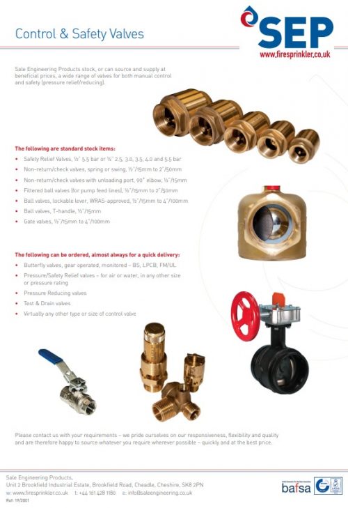 Control & Safety Valves data sheet - Sale Engineering Products Ltd