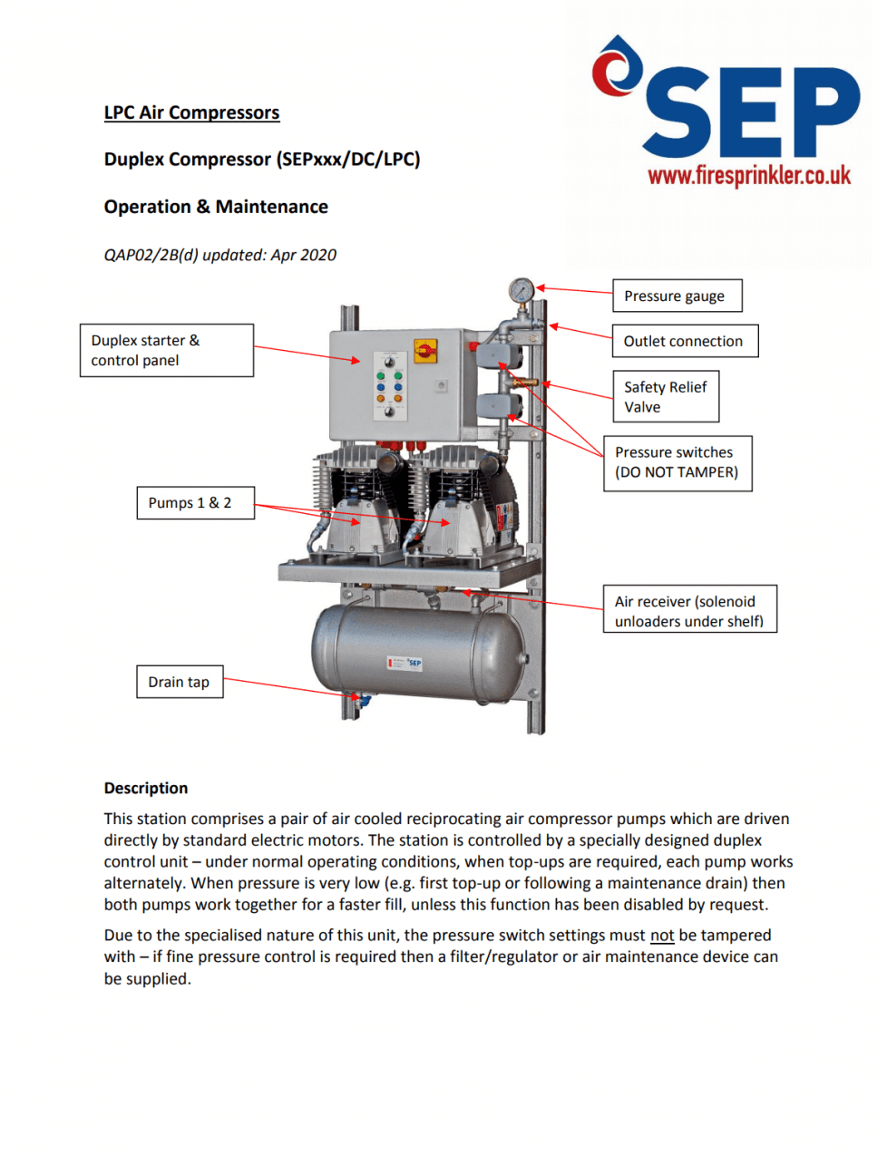 Duplex Operation & Maintenance manual | Sale Engineering Products Ltd