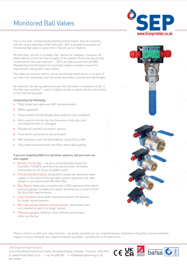 Monitored Ball Valves | Sale Engineering Products Ltd